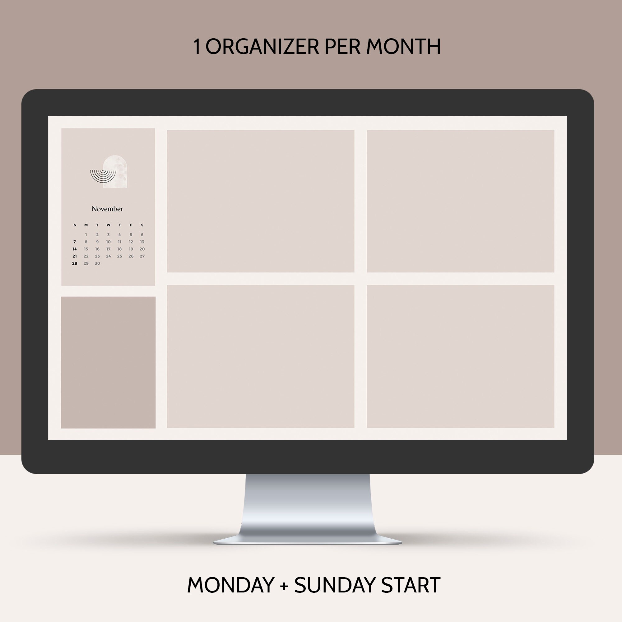 DESKTOP WALLPAPER ORGANIZER 2022 Monthly Calendar Desktop | Etsy