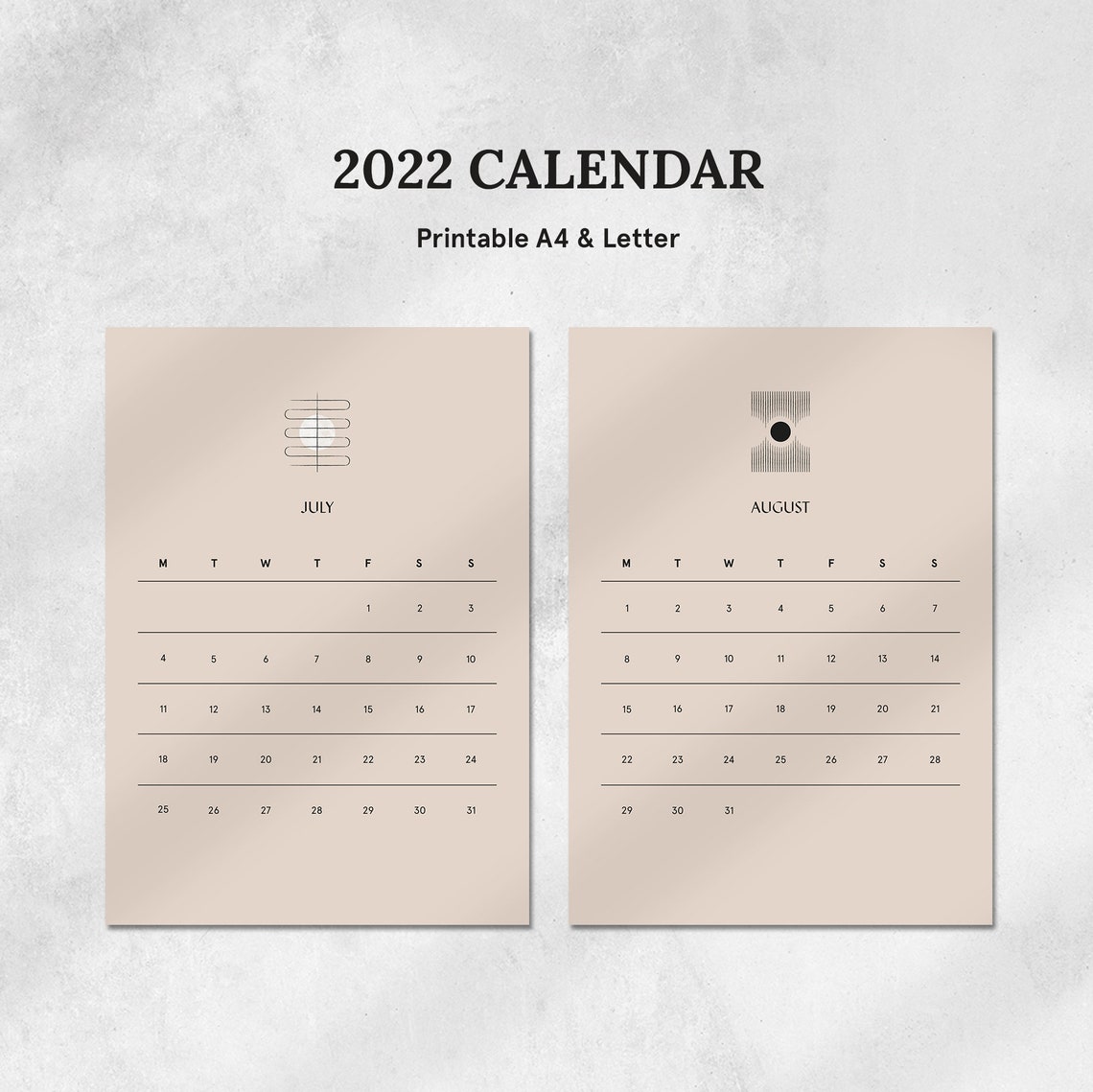 Printable 2022 Wall Calendar Art Deco Monthly Calendar - Etsy