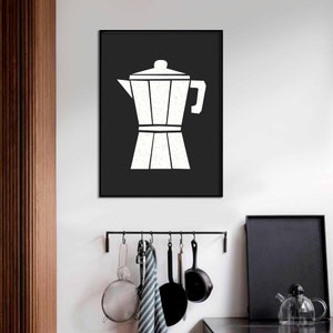 Coffee Art Print, Moka Pot Print, Coffee Maker Poster, Vintage Kitchen ...