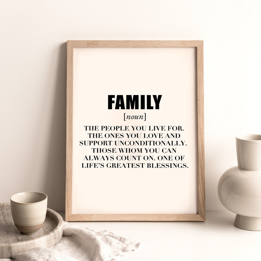 Family Definition Print, Wall Decor Family Quote Print, Minimalist Wall ...
