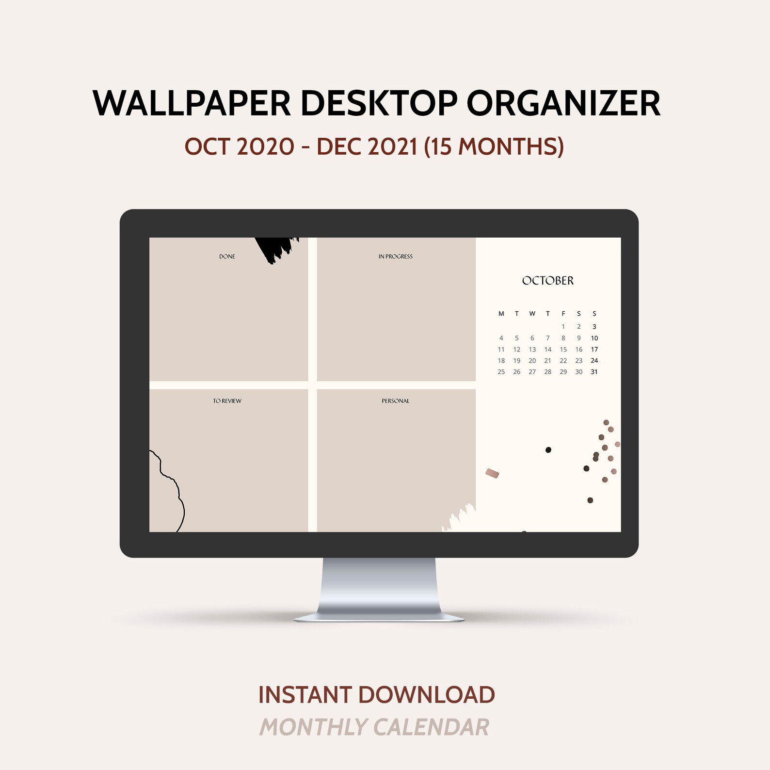 2021 Desktop Wallpaper Organizers, Minimalist Computer Background ...