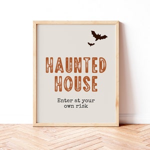 Haunted House Sign, Halloween Printable Wall Art for a Spooky Home ...