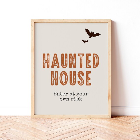 Haunted House Sign Halloween Printable Wall Art for a spooky | Etsy