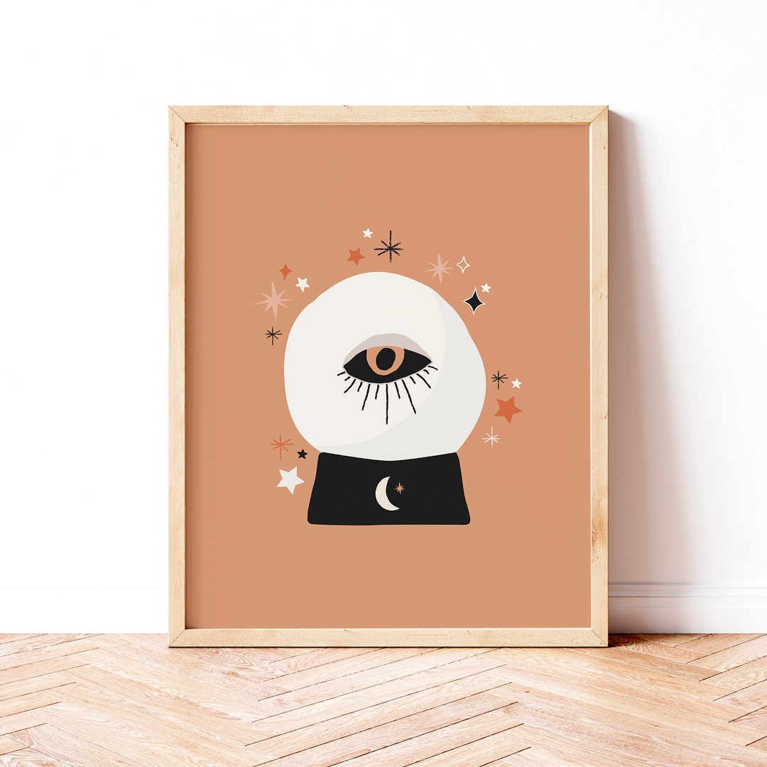 Witch Art Print: Halloween Crystal Ball Poster (digital Download) - Etsy