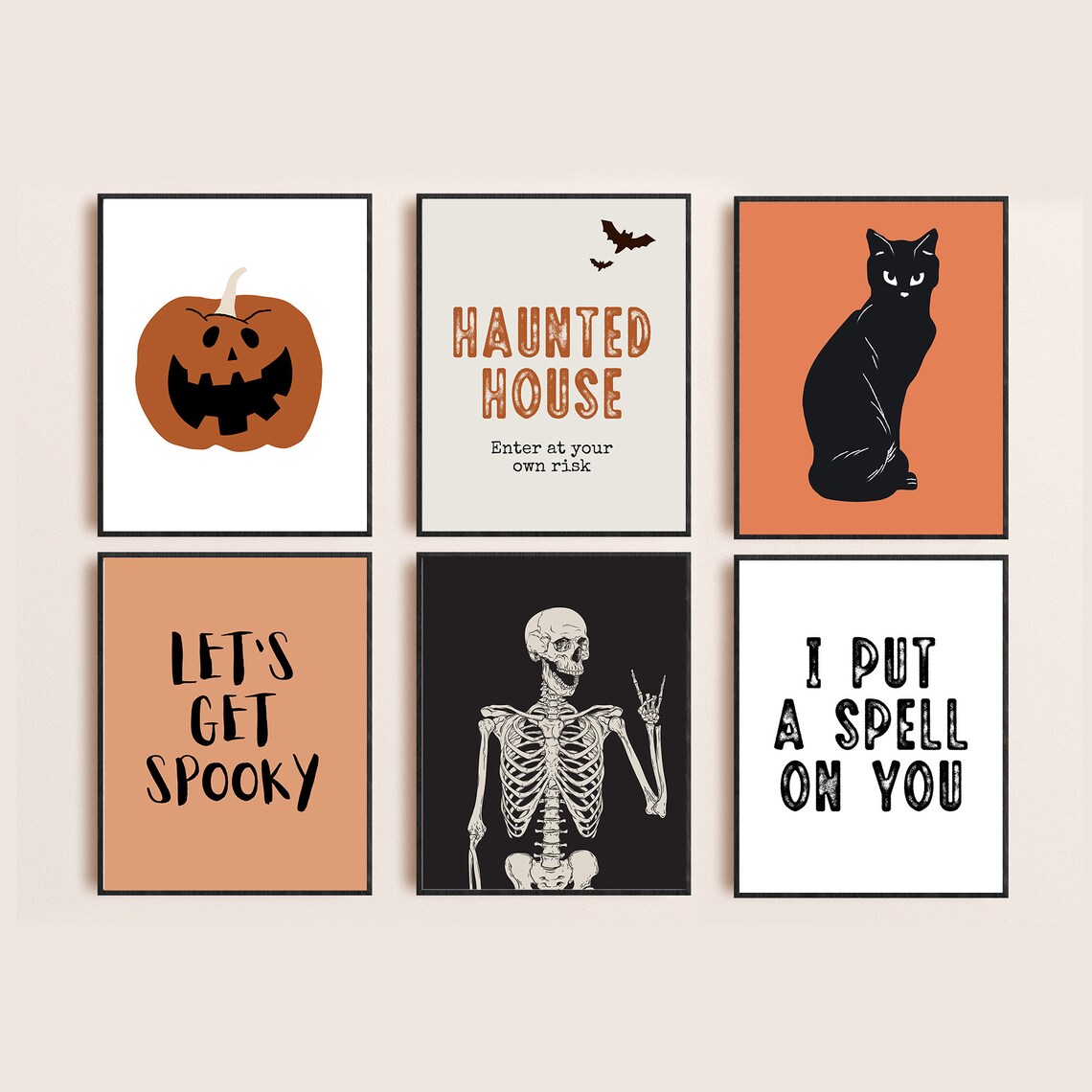 Halloween Art Set of 6 Prints Halloween Gallery Wall Set - Etsy