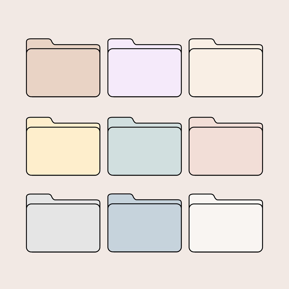 Folder Icons for Mac Computers Neutral Color Folder Icons for | Etsy