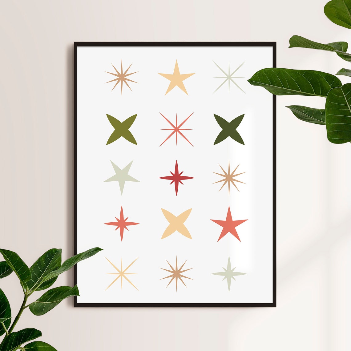 Minimalist Christmas Stars Printable Wall Art Festive Wall - Etsy