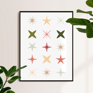 Minimalist Christmas Stars Printable Wall Art, Festive Wall Art ...