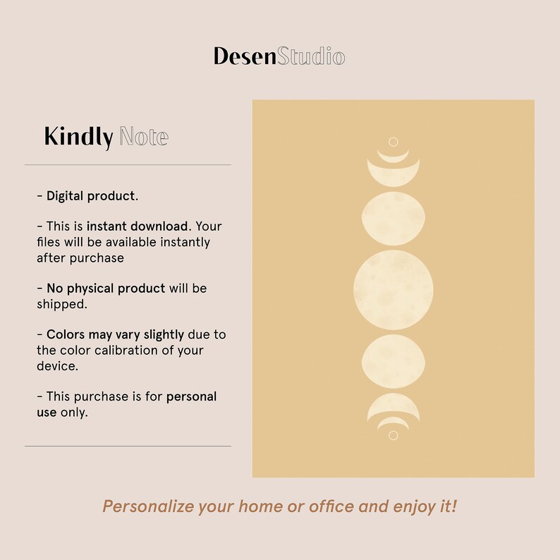 Moon Phases Wall Art Boho Printable Wall Art Printable Wall | Etsy
