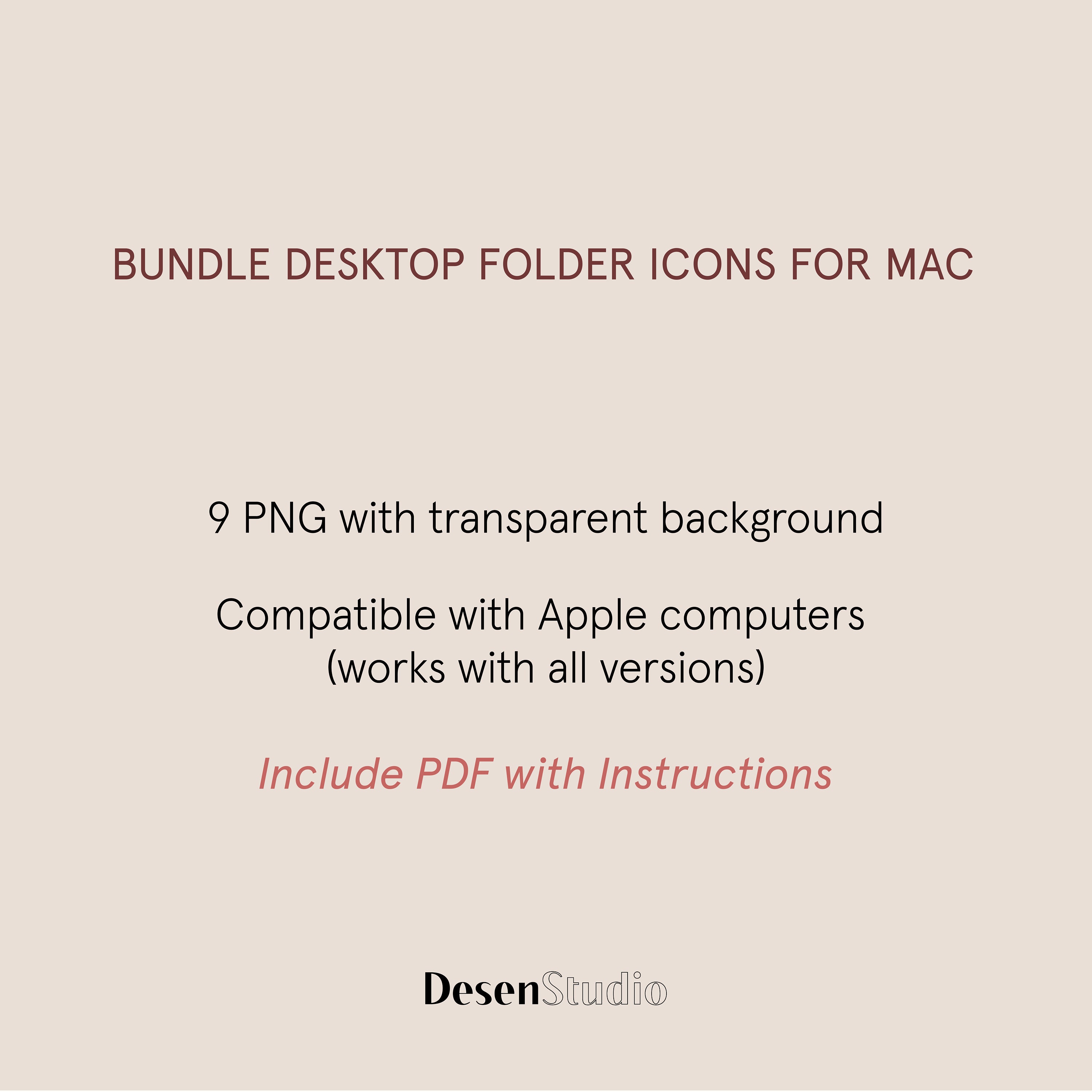Fall Tones Folder Icons for Mac - Minimalist Desktop Organizer (digital ...