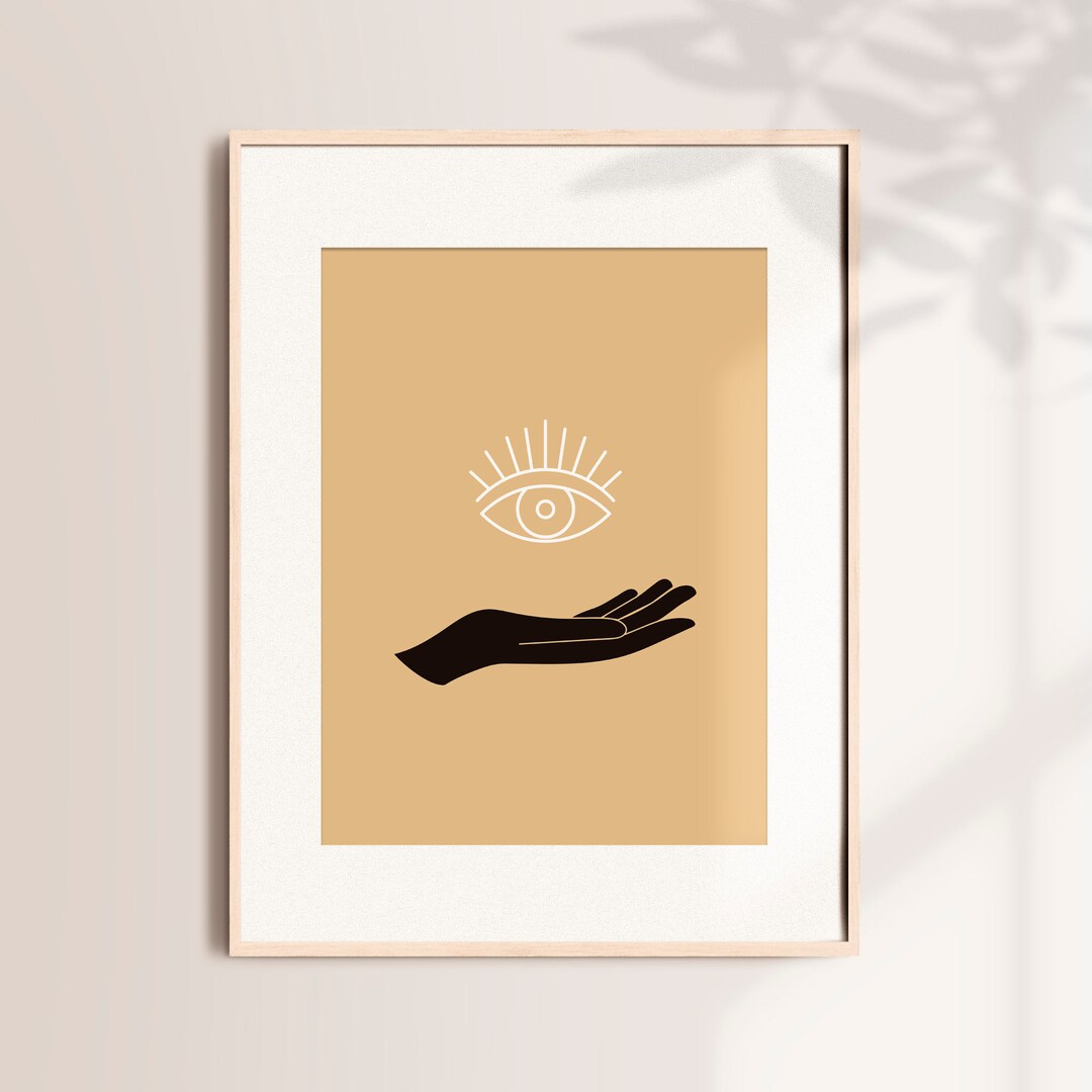 Printable Hand Line Art, Evil Eye Wall Art, Abstract Hand, Continuous ...