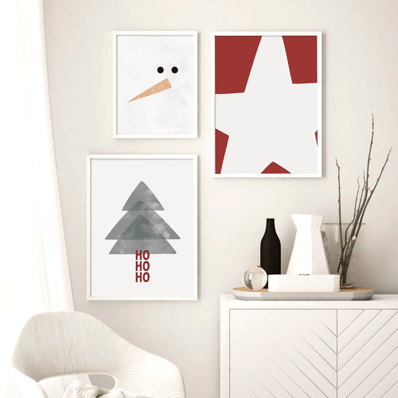 Modern Snowman Art Print Christmas Wall Art Minimalist - Etsy