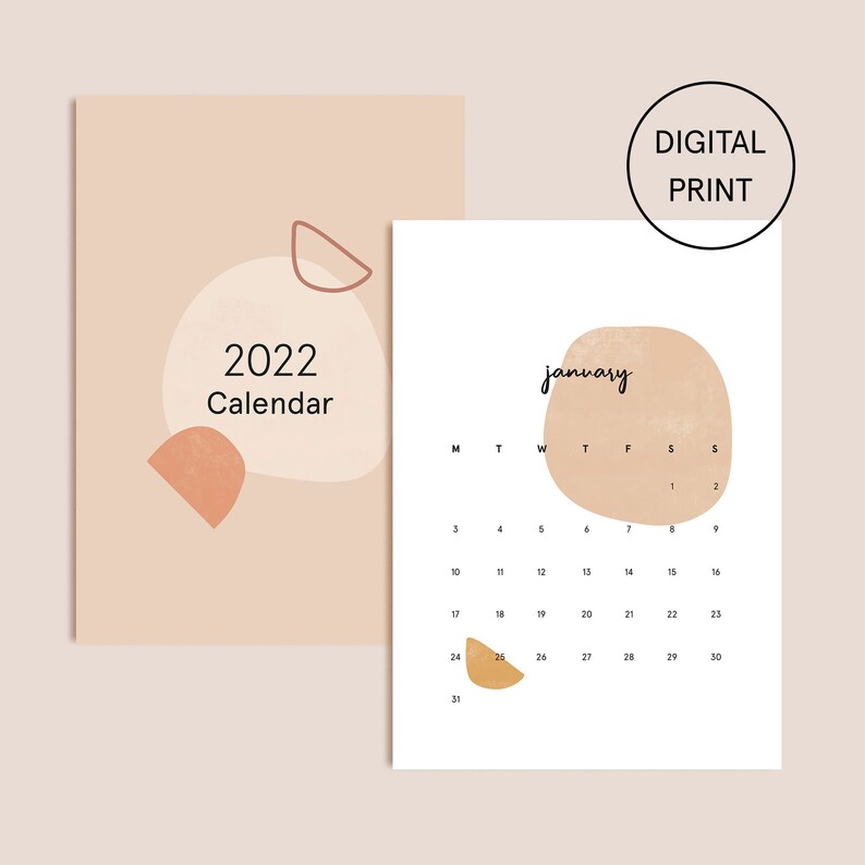 Printable 2022 Wall Calendar Boho Monthly Calendar Printable | Etsy