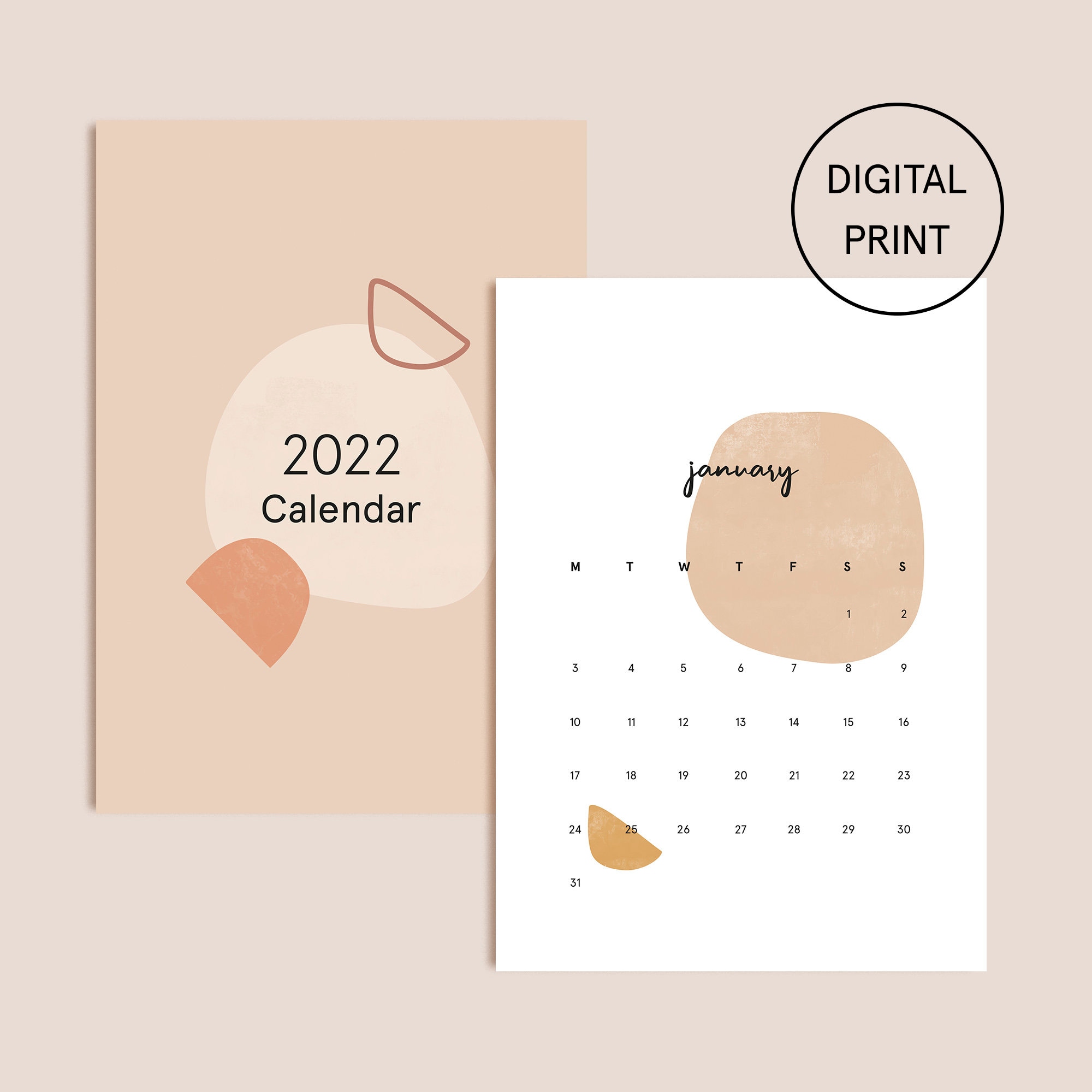 Printable 2022 Wall Calendar Boho Monthly Calendar Printable | Etsy