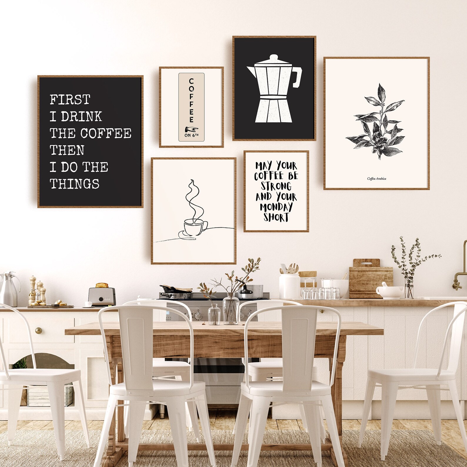 Coffee Bar Sign Poster Set of 6 Prints Modern Kitchen Decor - Etsy