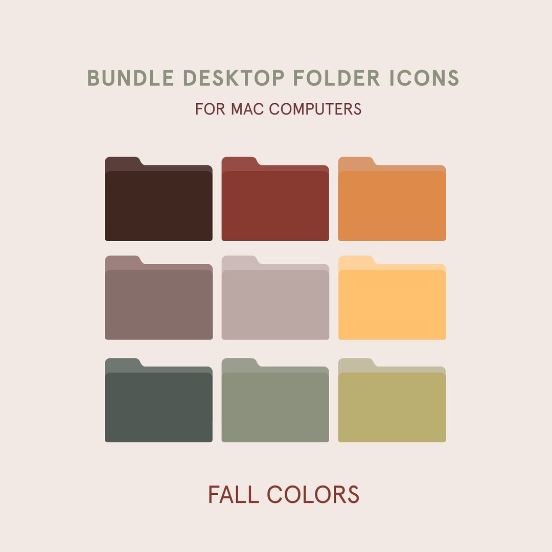 Fall Tones Folder Icons for Mac - Minimalist Desktop Organizer (digital ...