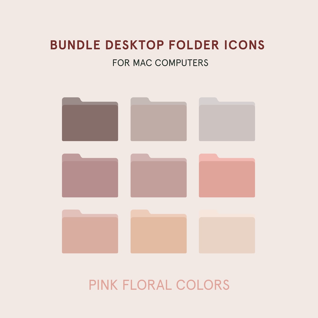 Pink Tones Folder Icons for Mac Computers, Mac Desktop Icons, MacBook ...