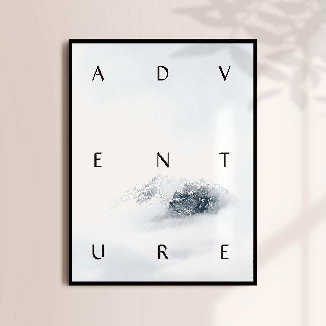 Adventure Mountain Print: Minimalist Typography Poster (digital ...