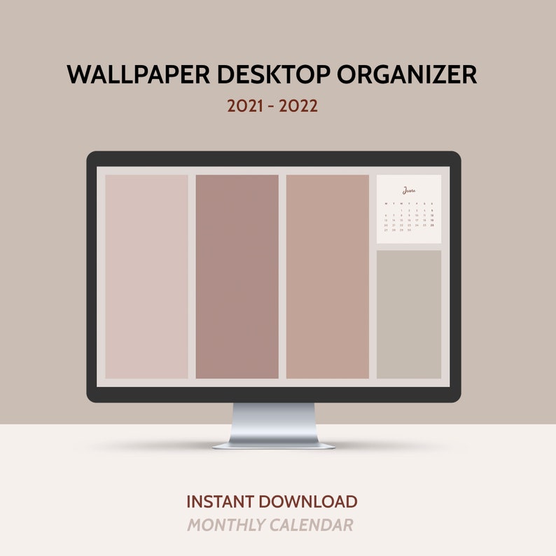 2022 Monthly Desktop Calendars Desktop Wallpaper Organizer - Etsy