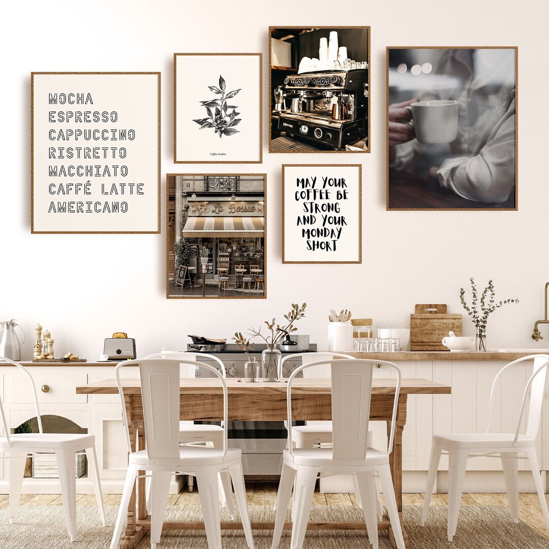 Coffee Sign Poster Set of 6 Prints, Modern Kitchen Decor, Coffee Lover ...