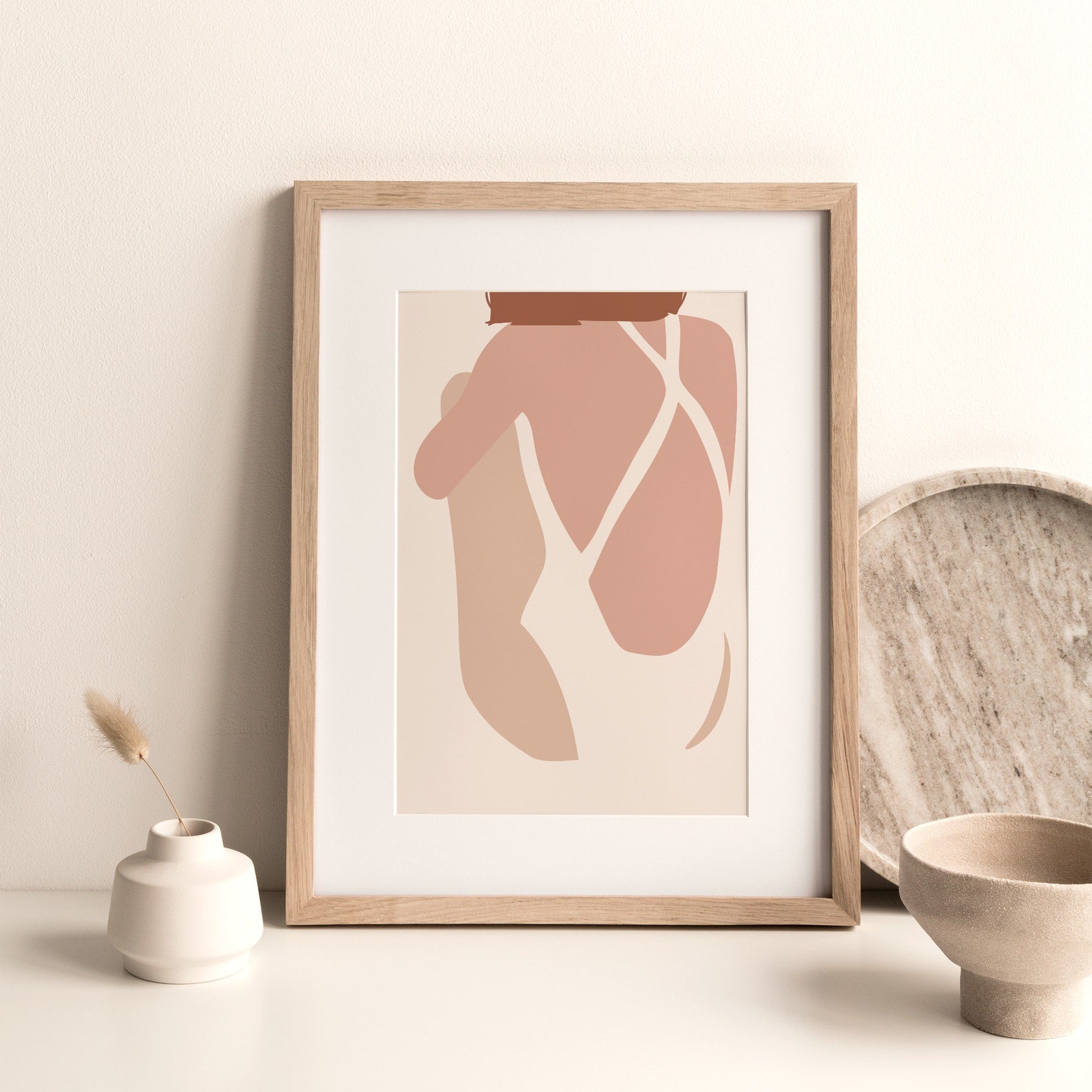 Color block woman poster Boho woman art print Minimalist | Etsy