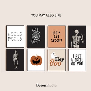 Pumpkin Halloween Printable Wall Art Set of 2, Boho Halloween, Home ...