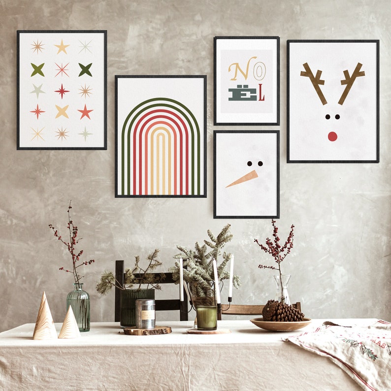 Modern Snowman Art Print Christmas Wall Art Minimalist - Etsy