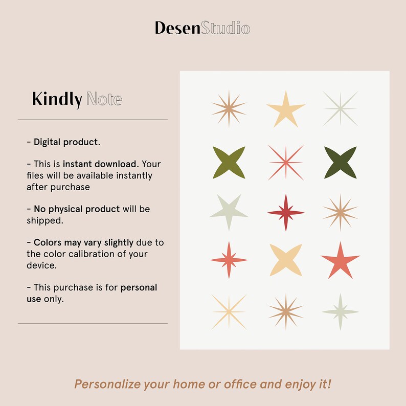 Minimalist Christmas Stars Printable Wall Art Festive Wall | Etsy