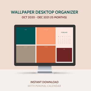 DESKTOP WALLPAPER ORGANIZER 2020 / 2021 Monthly Calendar - Etsy