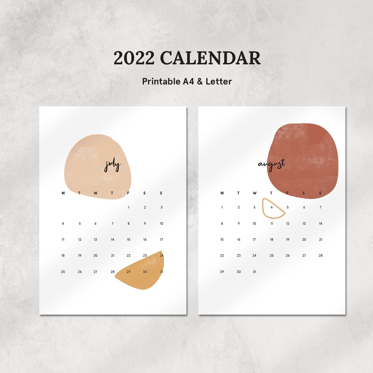 Printable 2022 Wall Calendar Boho Monthly Calendar Printable | Etsy