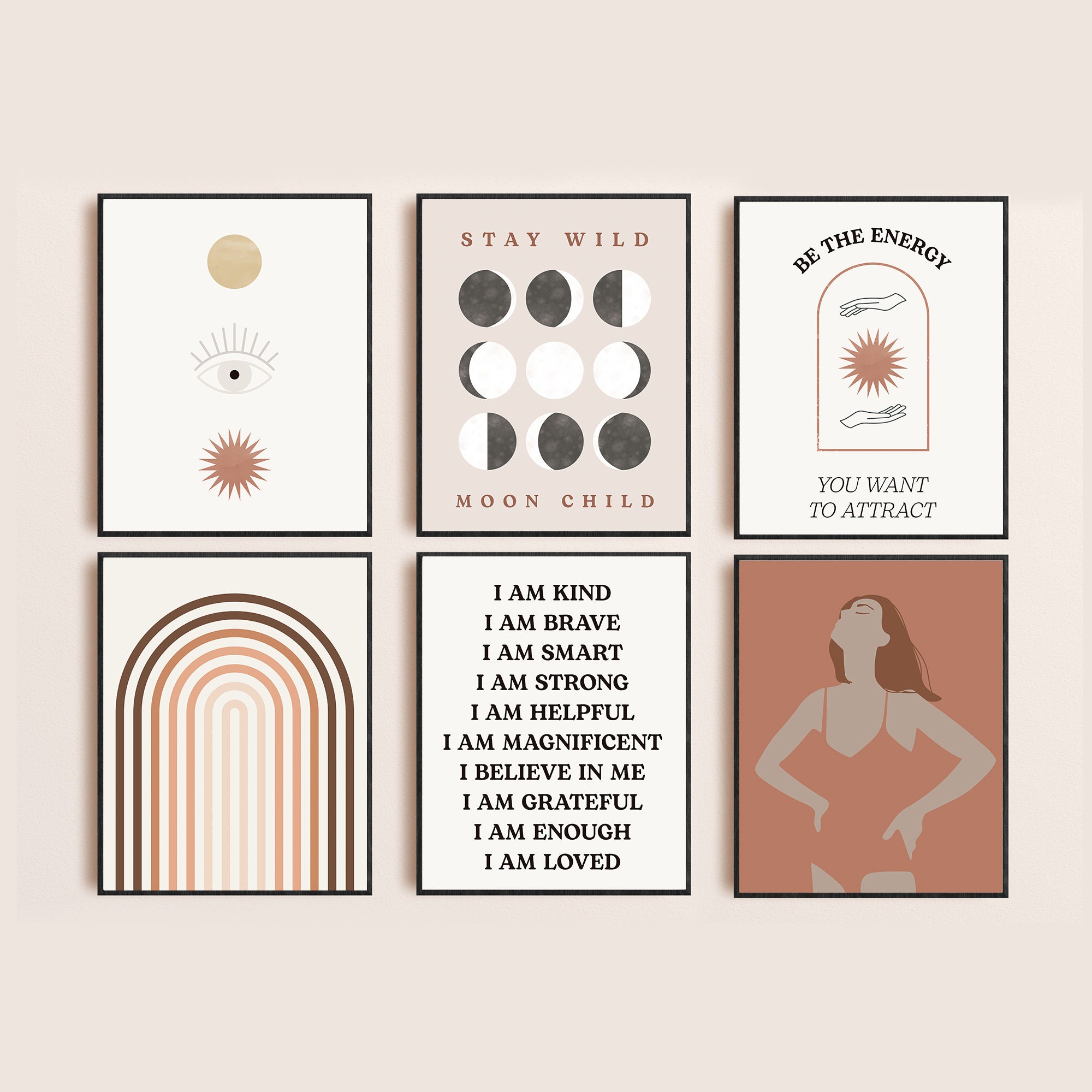 Positive energy quote print Bohemian poster Spiritual Art | Etsy