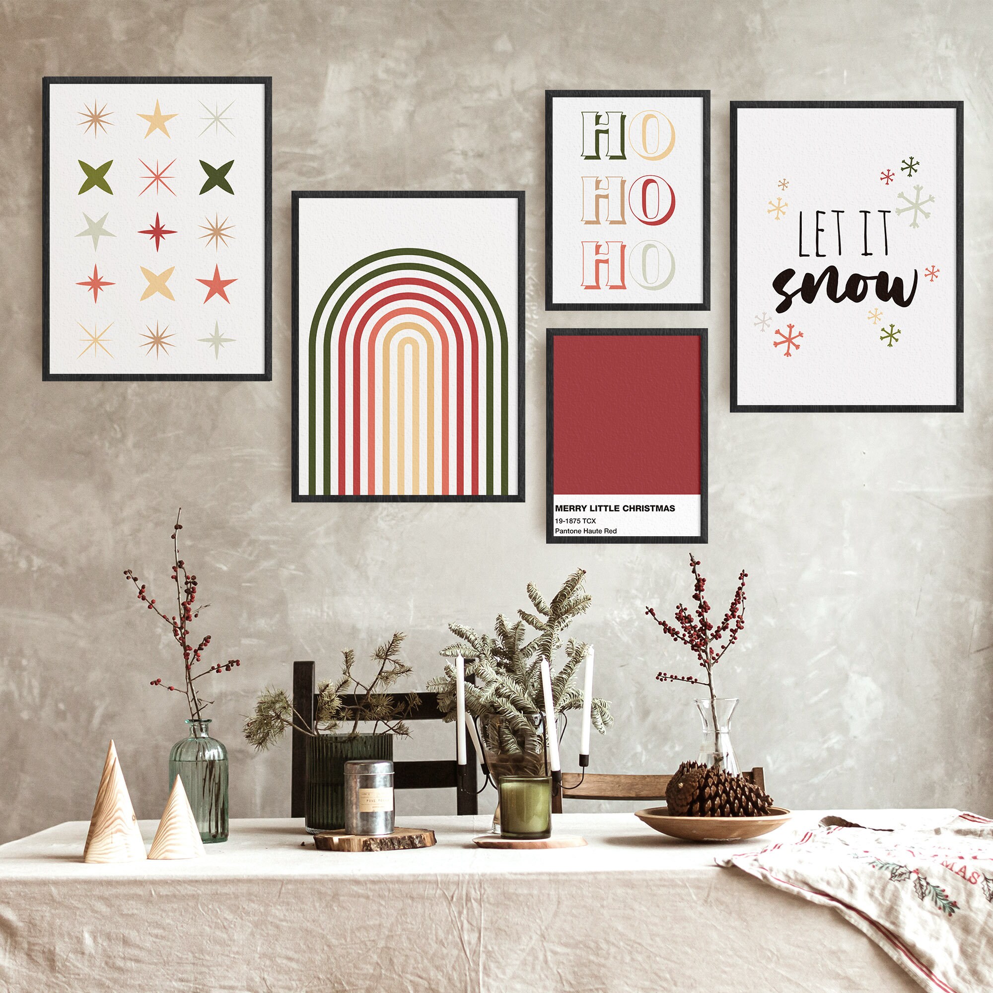 Minimalist Christmas Stars Printable Wall Art Festive Wall | Etsy