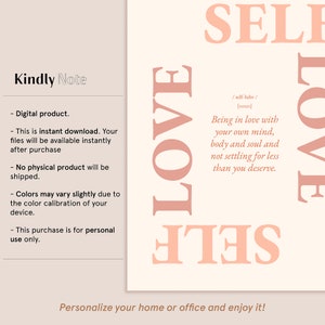Self Love Art, Set Love Definition Print, Love Myself Print ...