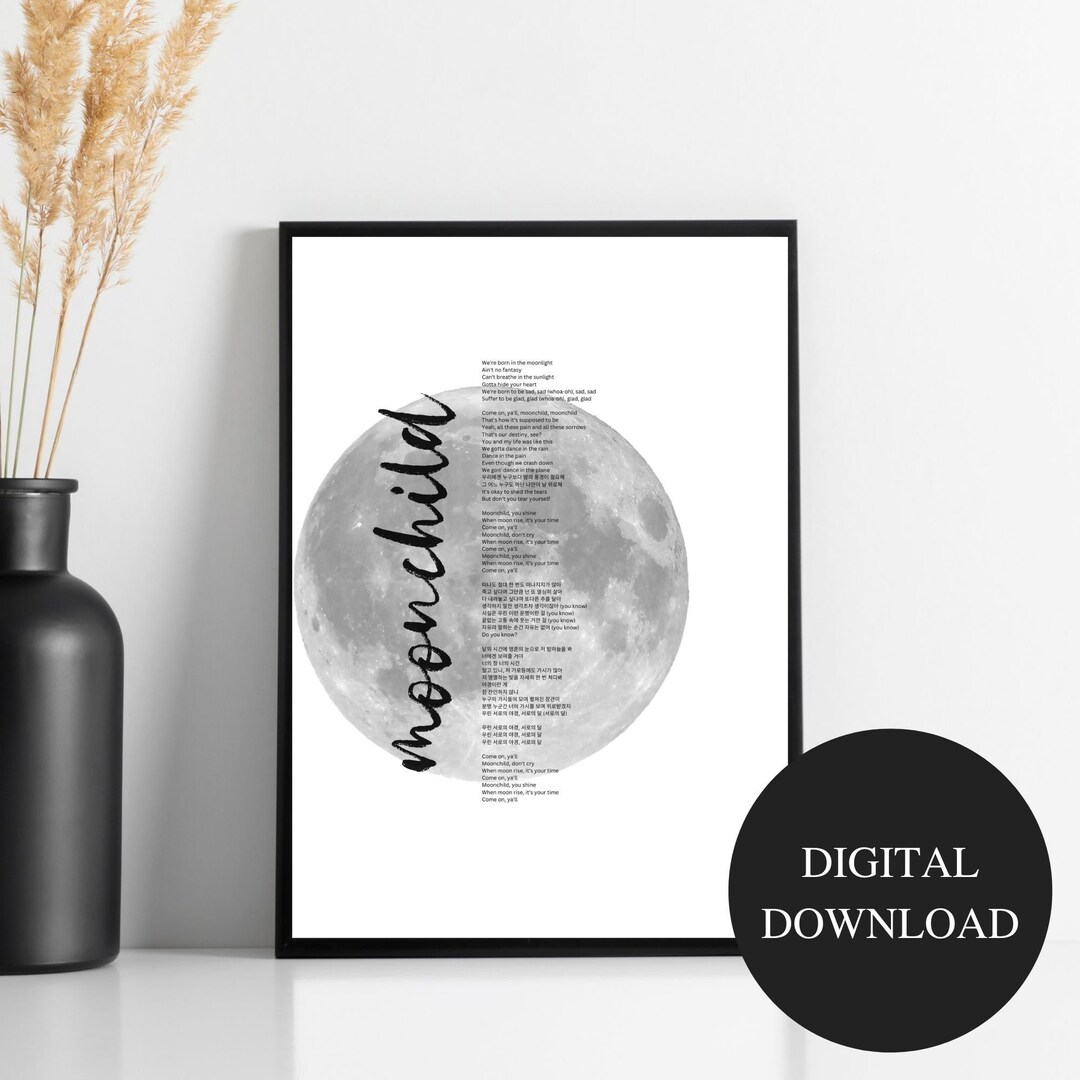 BTS Kim Namjoon Moonchild Lyrics Wall Art - Etsy