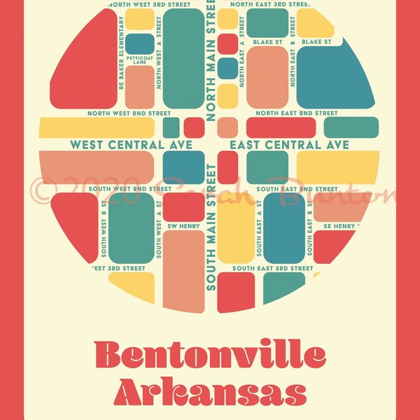 Map of Bentonville Arkansas - Etsy