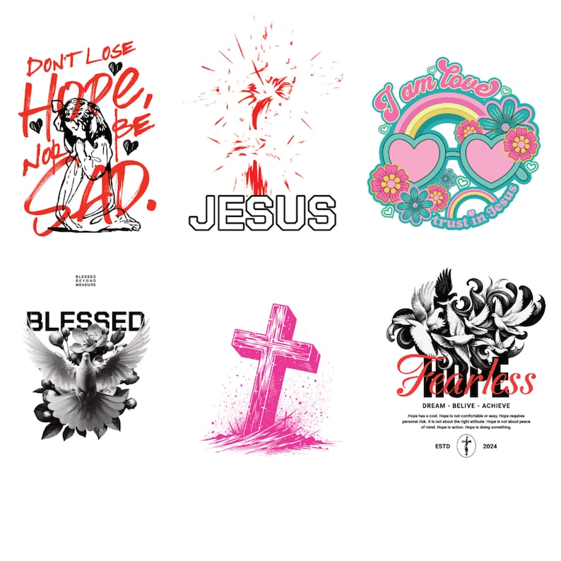 DTF Prints - Vibrant Christian Graphic Themed Pack - (12 Prints) - Etsy