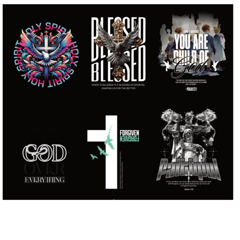 DTF Prints - Vibrant Christian Graphic Themed Pack - (12 Prints) - Etsy