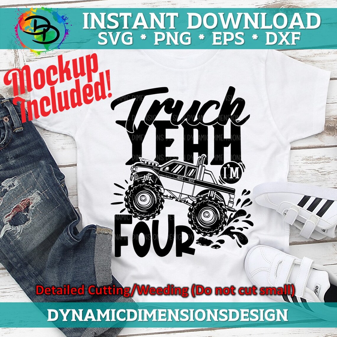 Truck Yeah Svg Birthday Boy Four Year Old Fourth Birthday | Etsy