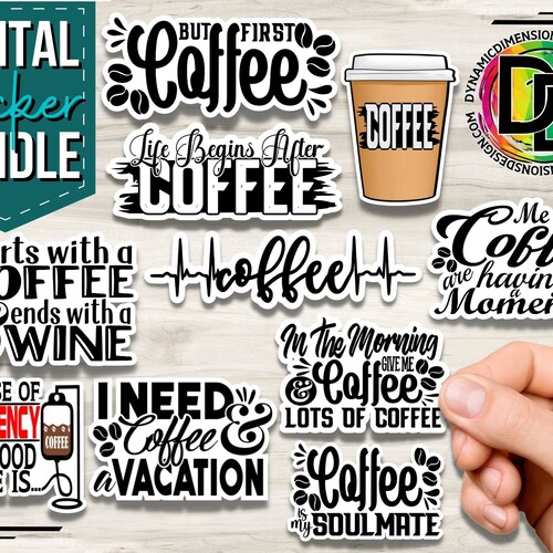 Printable Coffee Stickers Coffee Sticker Bundle Coffee - Etsy