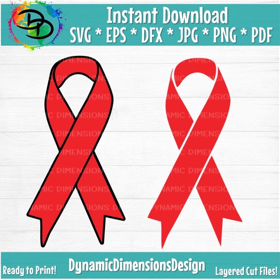 Red Ribbon Red Ribbon Awareness Rainbow Heart Health Svg - Etsy