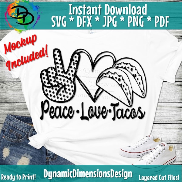 Peace Love Tacos Svg - Etsy
