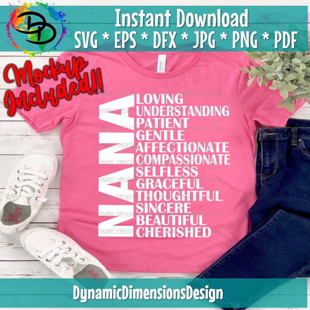 Nana Adjectives, Nana Svg, Nana Quote, Granny, Nana, Glowforge, Mothers ...