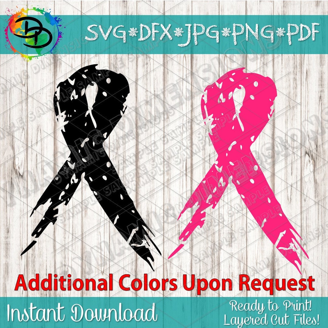 Awareness Ribbon Svg, Cancer Ribbon, Awareness, Cancer SVG, Distressed ...
