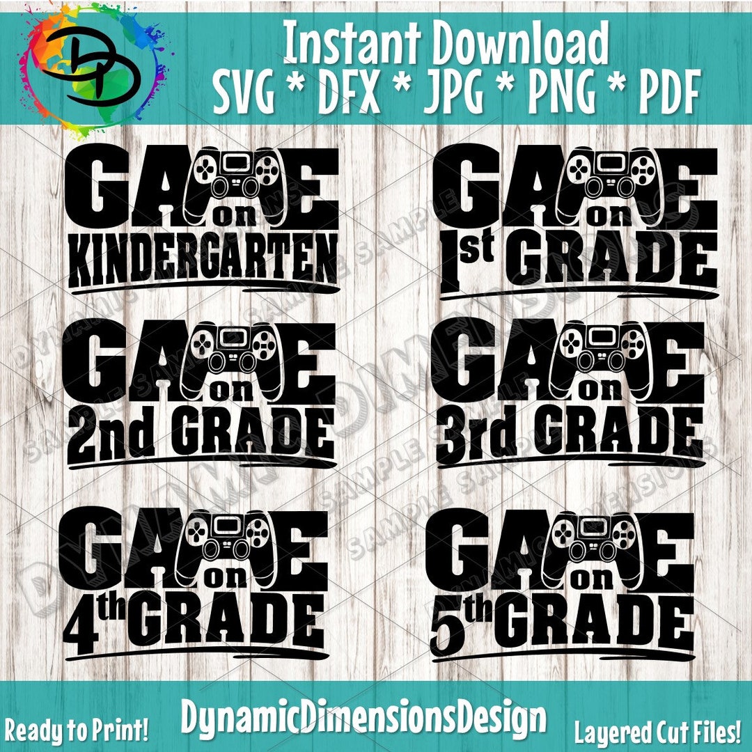 Back to School, SVG Bundle Preschool Kindergarten to 5th Grade, Game on ...