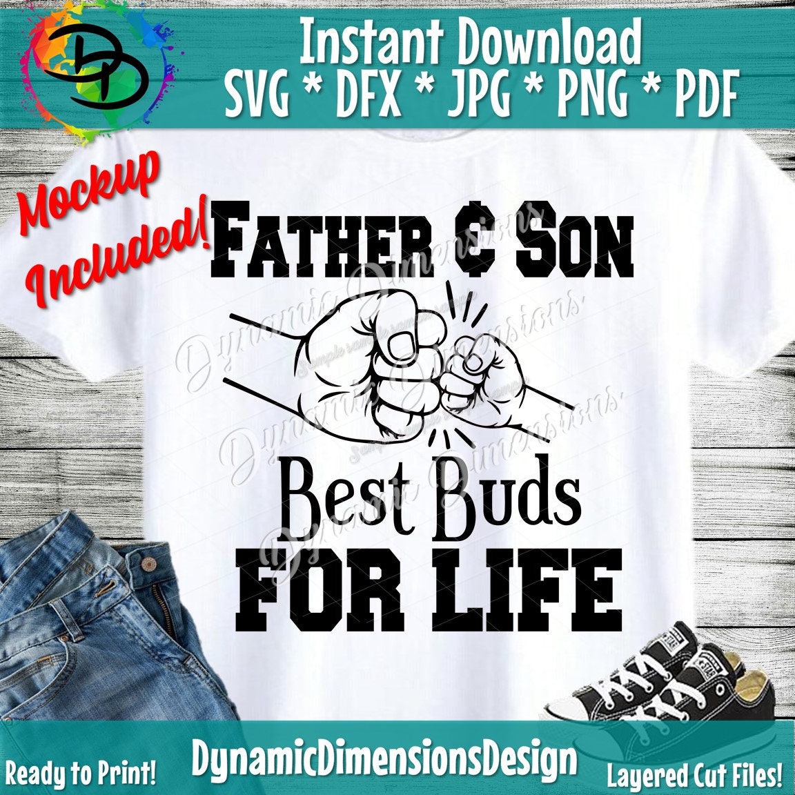 Father and Son Best Buds for Life Svg Files Father's Day | Etsy