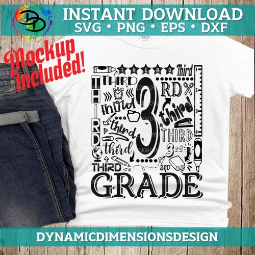 Back to School Third Grade Squad Svg Png Jpeg Dxf //cut File | Etsy
