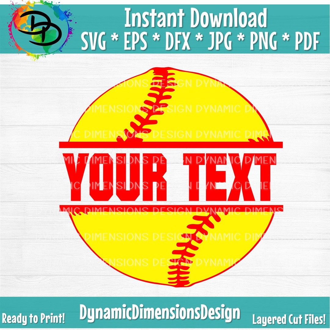 Split Softball Svg, Softball Clipart, Softball Svg, Distressed, Grunge ...