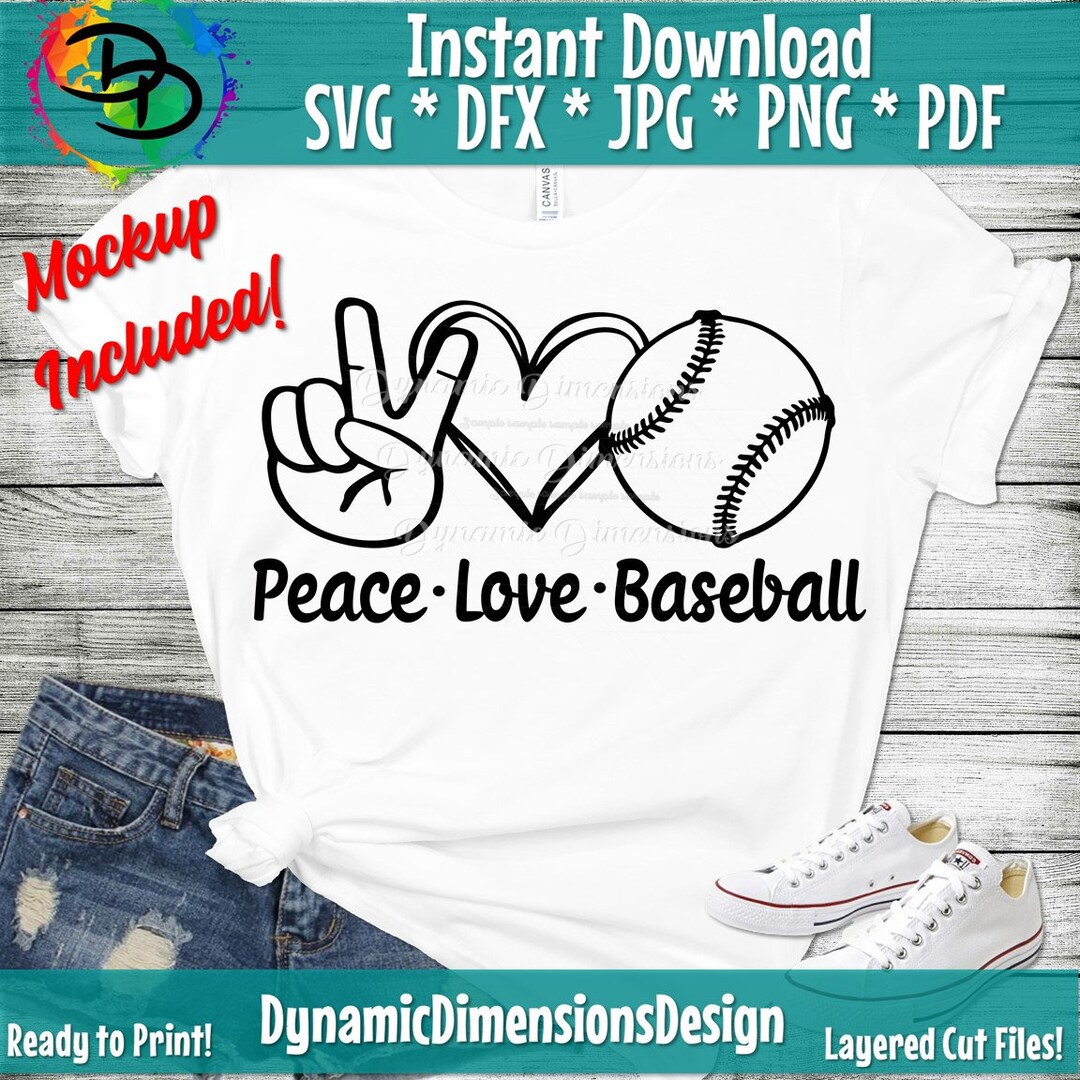 Peace Love Baseball Svg Baseball Png Baseball Shirt - Etsy
