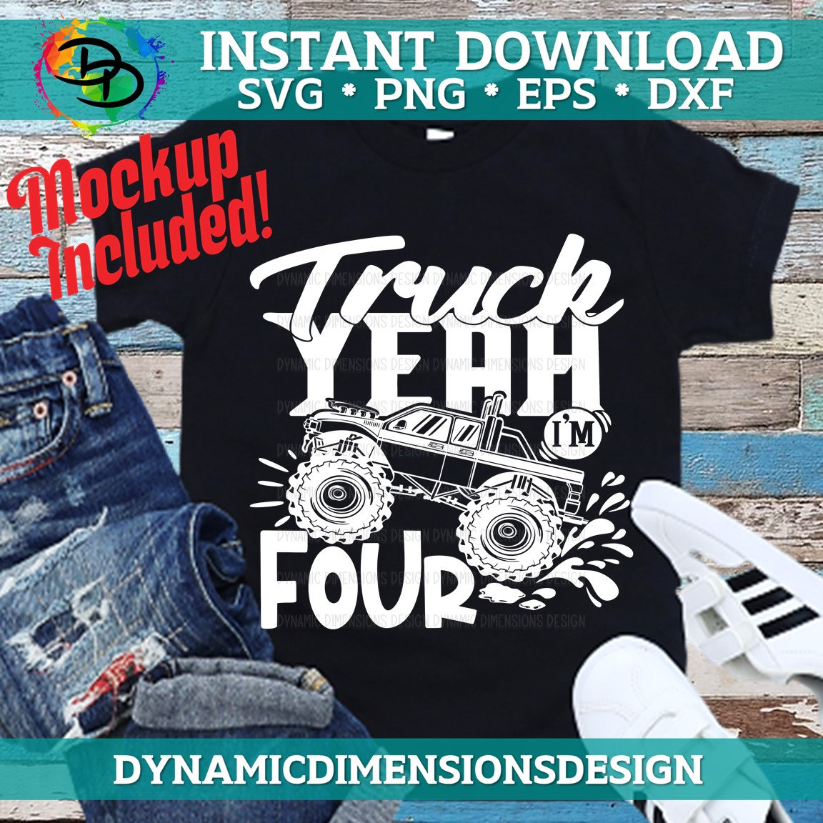 Truck Yeah Svg Birthday Boy Four Year Old Fourth Birthday | Etsy