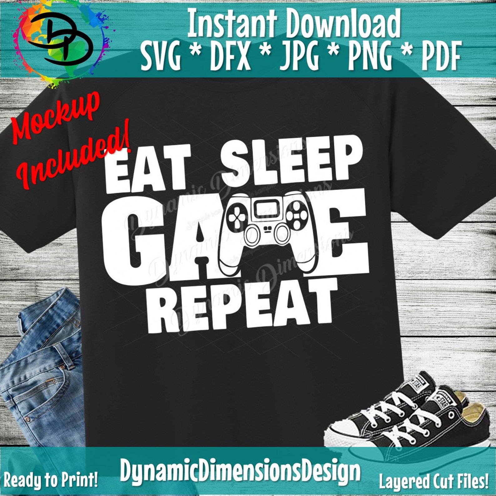 Eat Sleep Game Repeat svg I Paused My Game svg Funny Gamer | Etsy